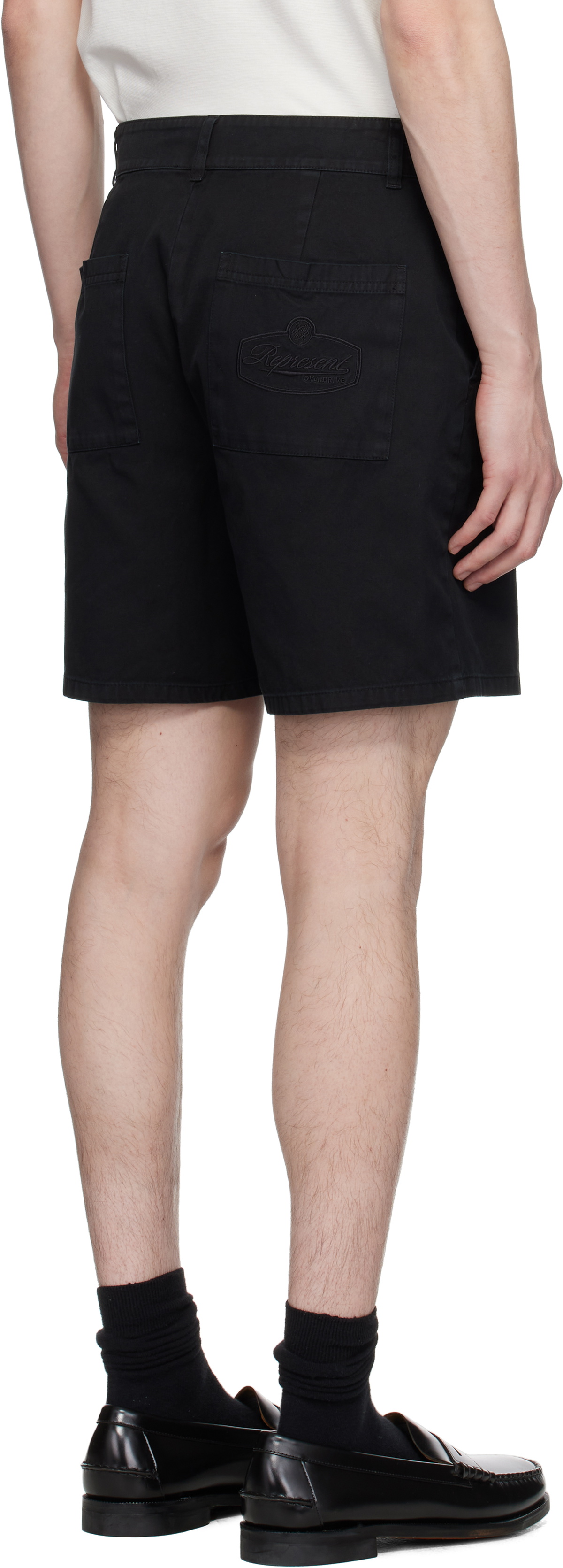 Represent Black Cotton Tailored Shorts Represent