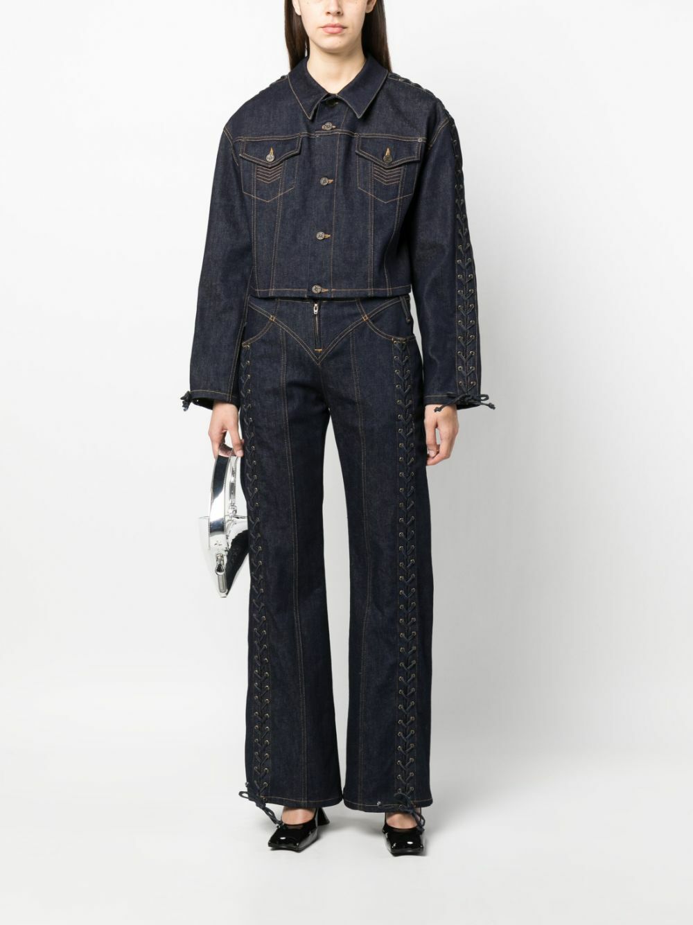 JEAN PAUL GAULTIER - Laced Detail Denim Jacket Jean Paul Gaultier