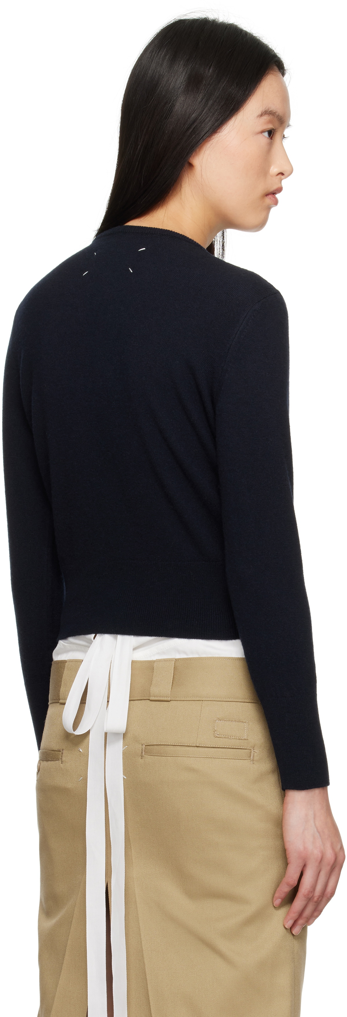 Maison Margiela Navy Wool Cardigan Maison Margiela