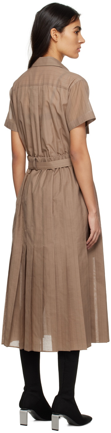 sacai Beige Striped Midi Dress Sacai