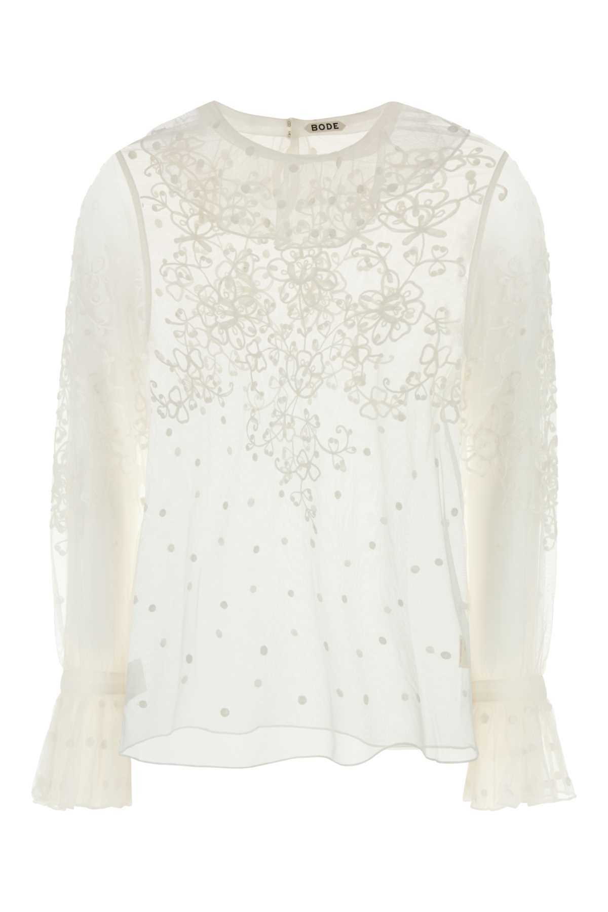 Bode White Mesh Middlemist Blouse Bode