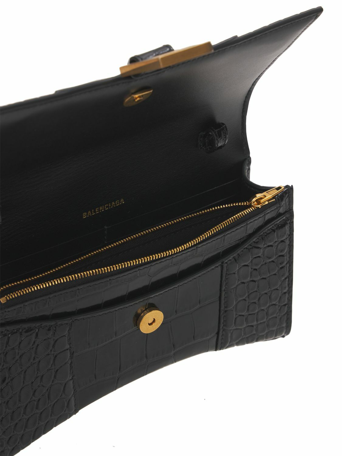 BALENCIAGA - Hourglass Embossed Leather Chain Wallet Balenciaga