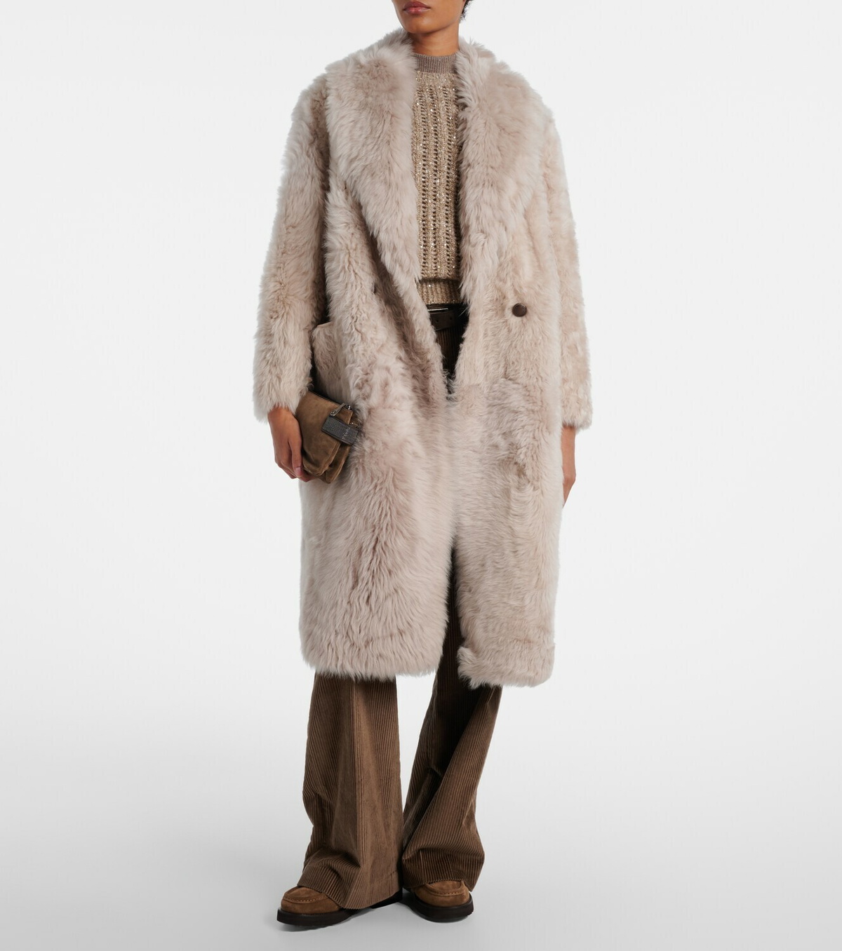 Brunello Cucinelli Double-breasted shearling coat Brunello Cucinelli