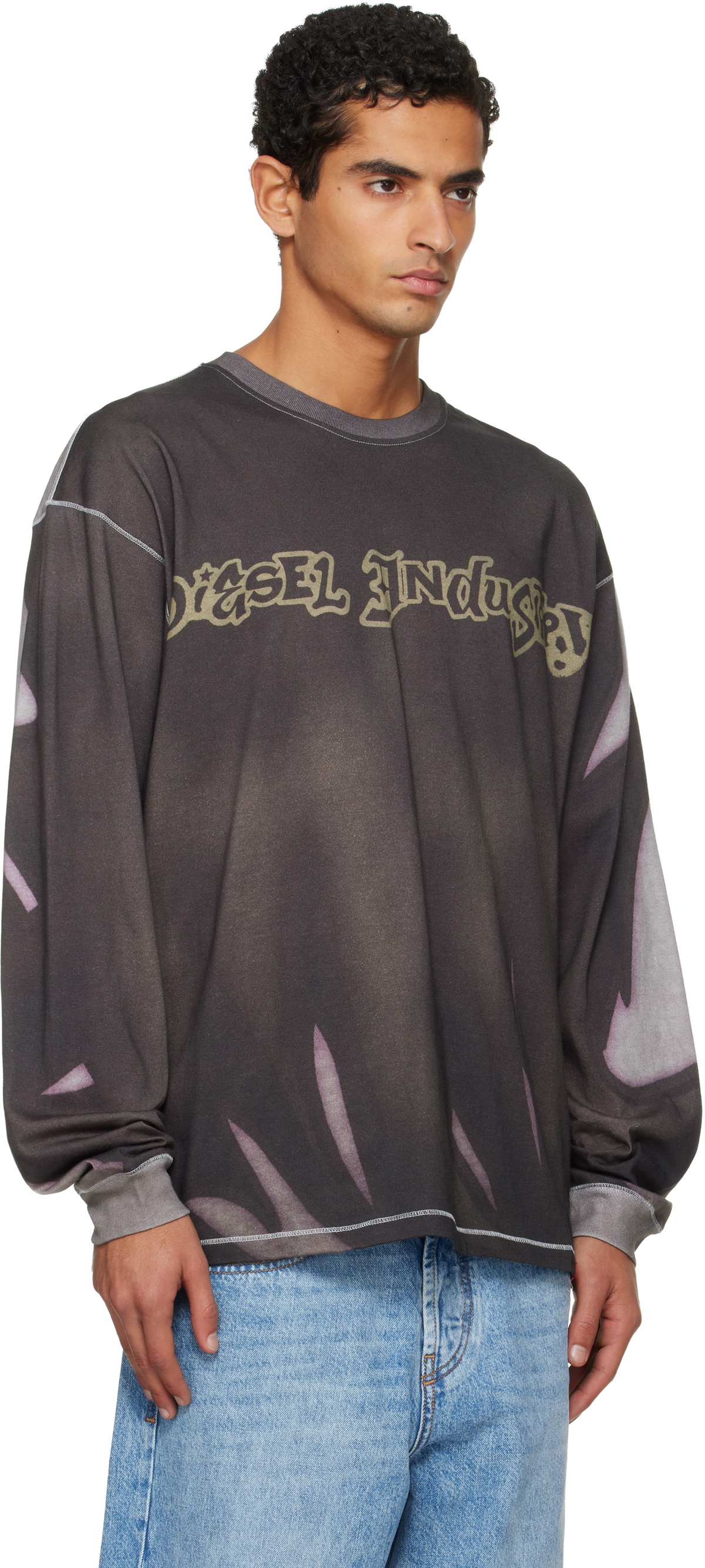 Diesel Gray T-Boxt-Ls-Show-V3 T-shirt Diesel