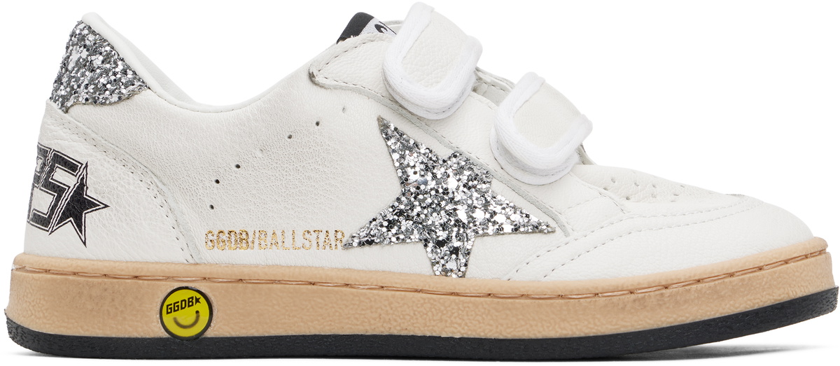 Golden Goose Kids White & Silver Ball Star Strap Sneakers Golden Goose ...