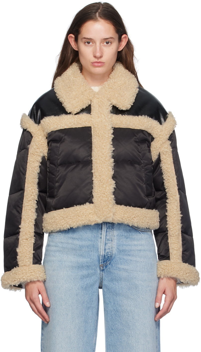 Stand Studio Black Mary Faux-Shearling Down Jacket Stand Studio