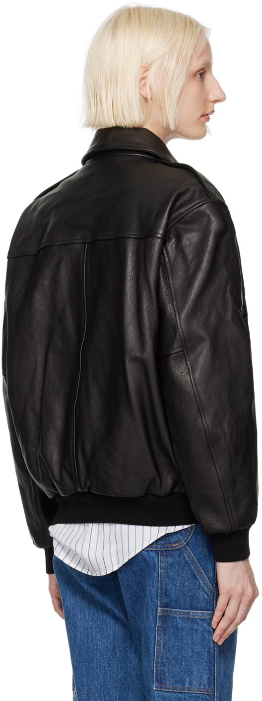 HommeGirls Black Oversized Leather Bomber Jacket Hommegirls