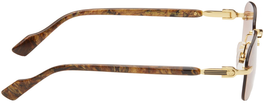 Gucci Gold & Red Rectangular Sunglasses Gucci