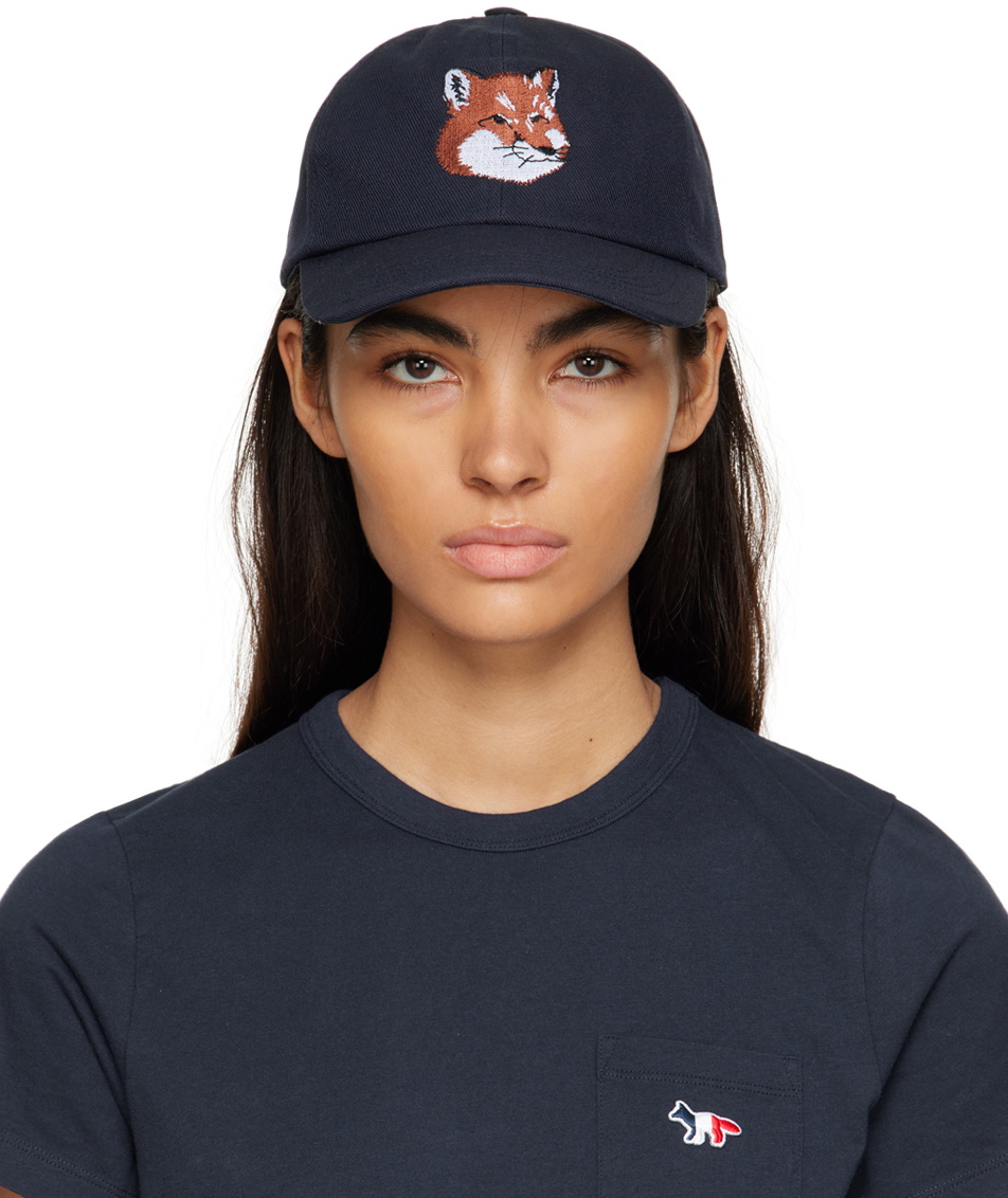 Maison Kitsuné Navy Large Fox Head Cap Maison Kitsune