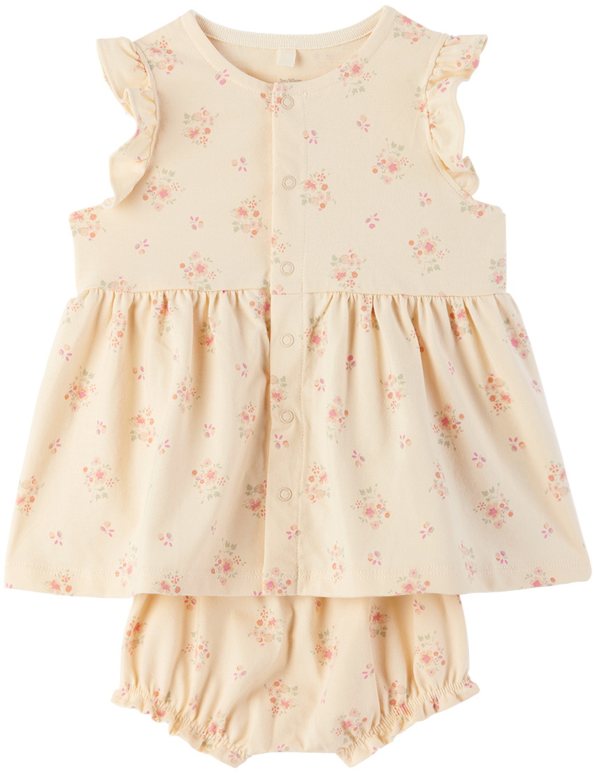 Petit Bateau Baby Yellow Floral Dress & Bloomers Set Petit Bateau