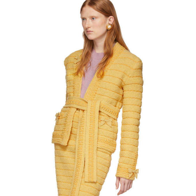 Gucci Yellow Wool Bow Fringes Jacket Gucci