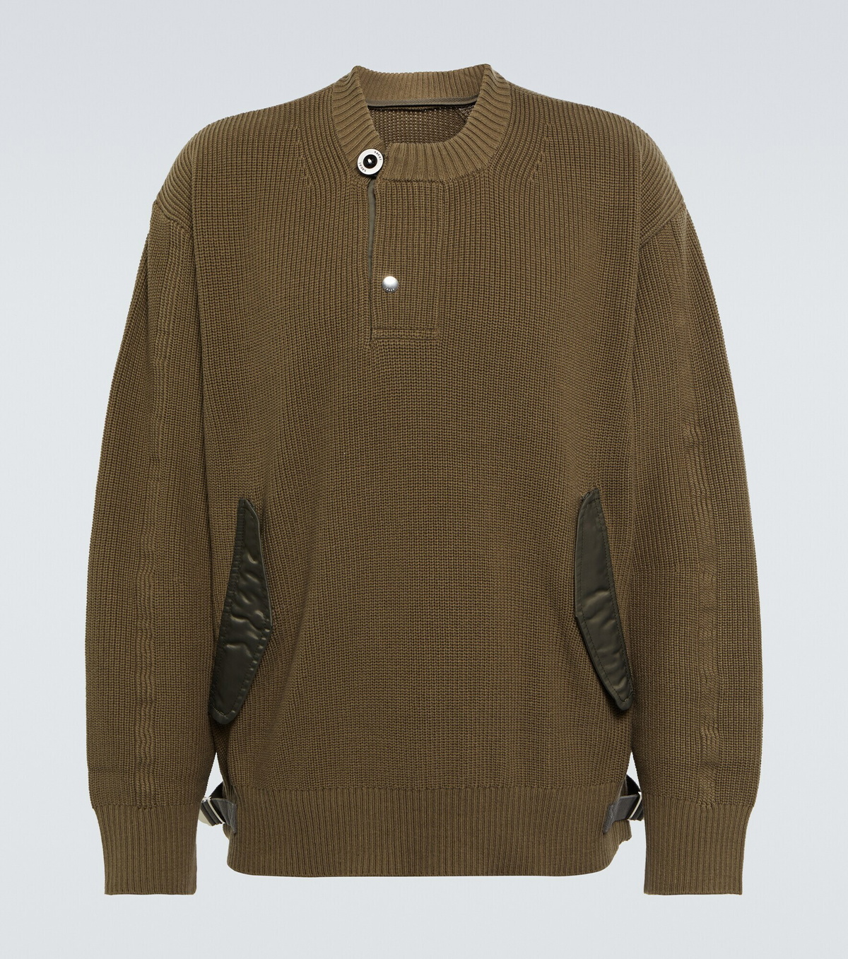 Sacai - Ribbed-knit cotton-blend sweater Sacai