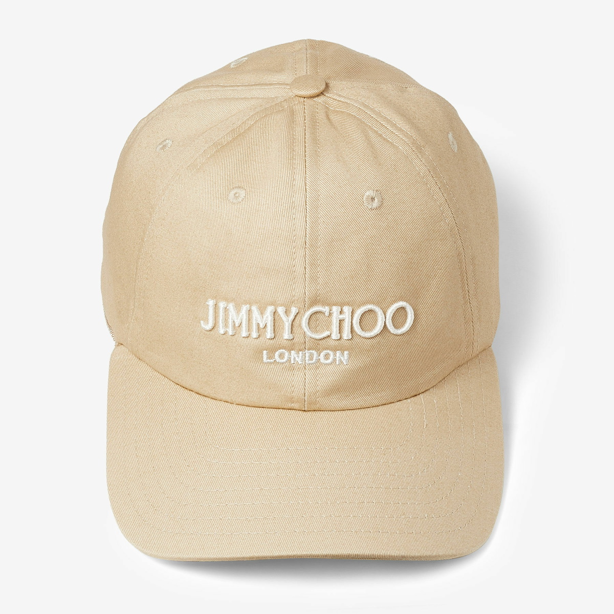 Jimmy Choo Pacifico Natural Embroidered Cotton Baseball Cap Jimmy Choo