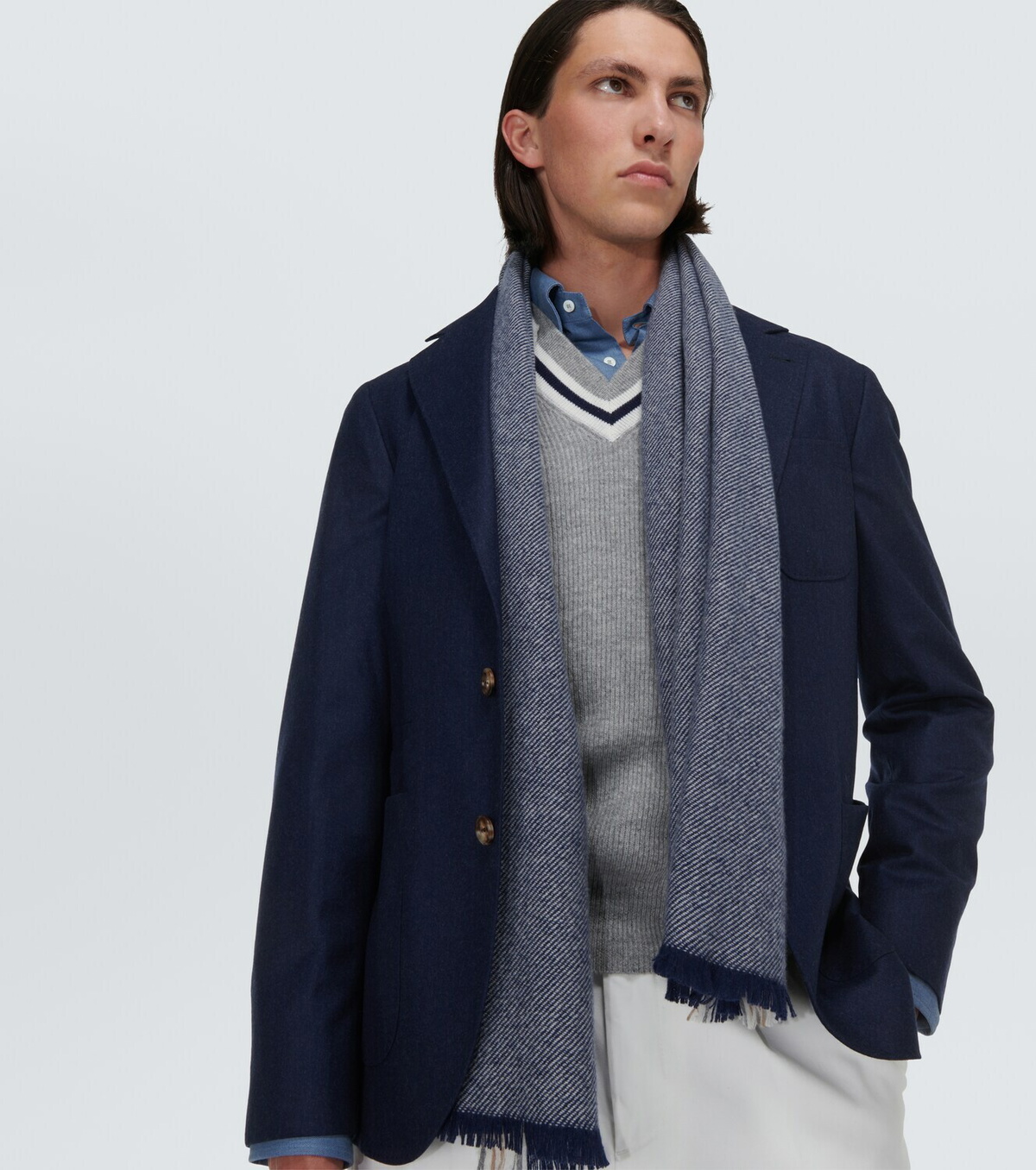 Brunello Cucinelli Striped cashmere scarf Brunello Cucinelli