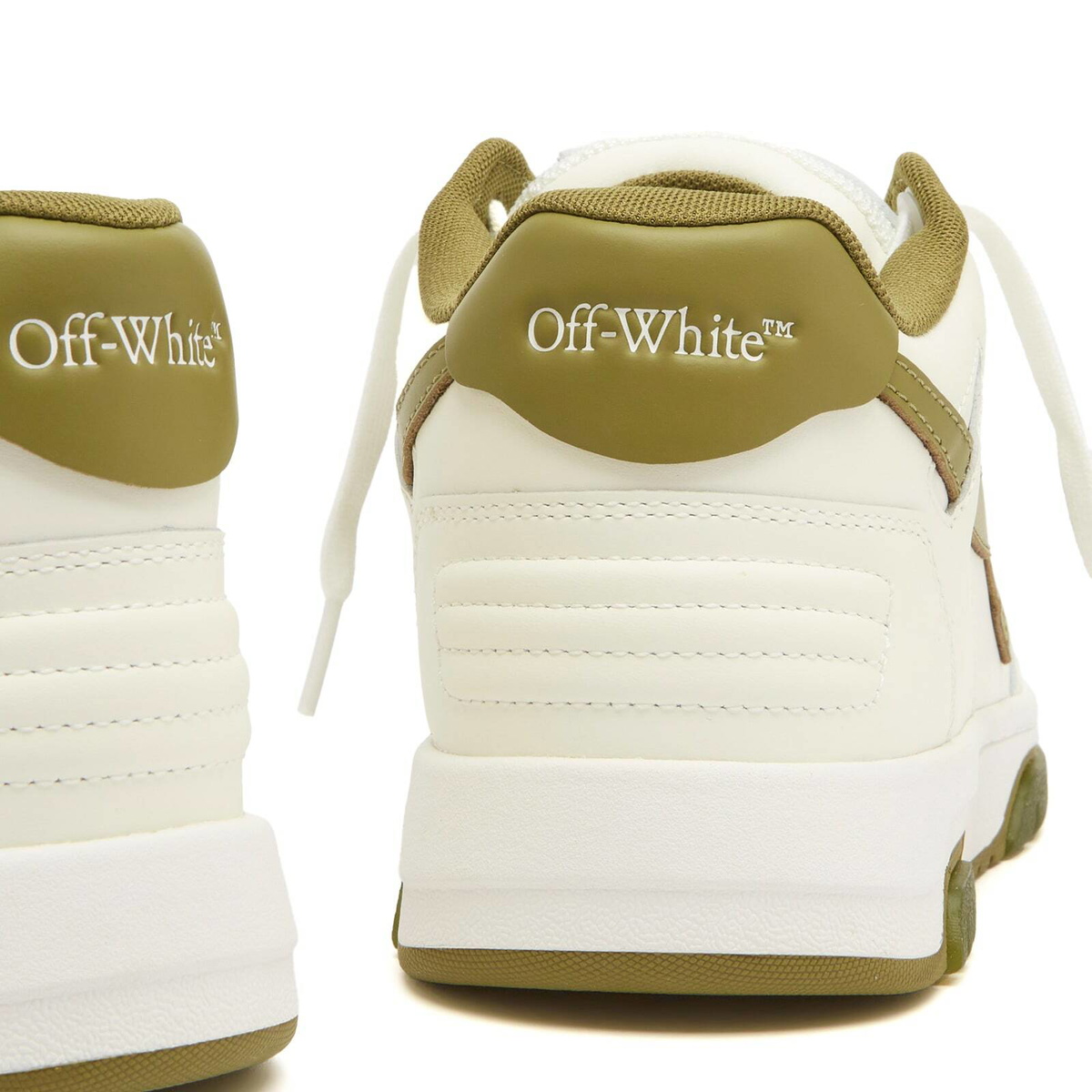 Off-White Men's Out Of Office Sneaker in White/Olive Green Off-White