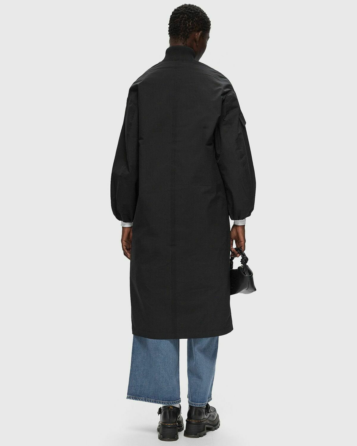 Ganni Tech Seersucker Oversized Shell Coat Black Coats GANNI