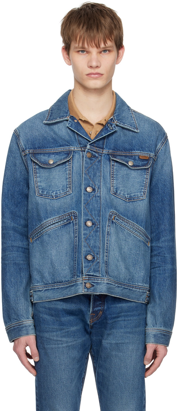 TOM FORD Blue Spread Collar Denim Jacket TOM FORD