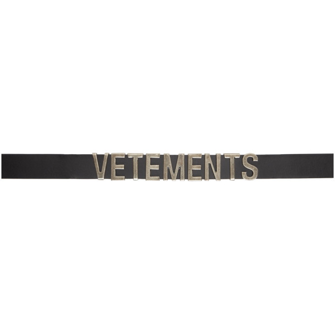 VETEMENTS Black and Silver Classic Logo Belt Vetements