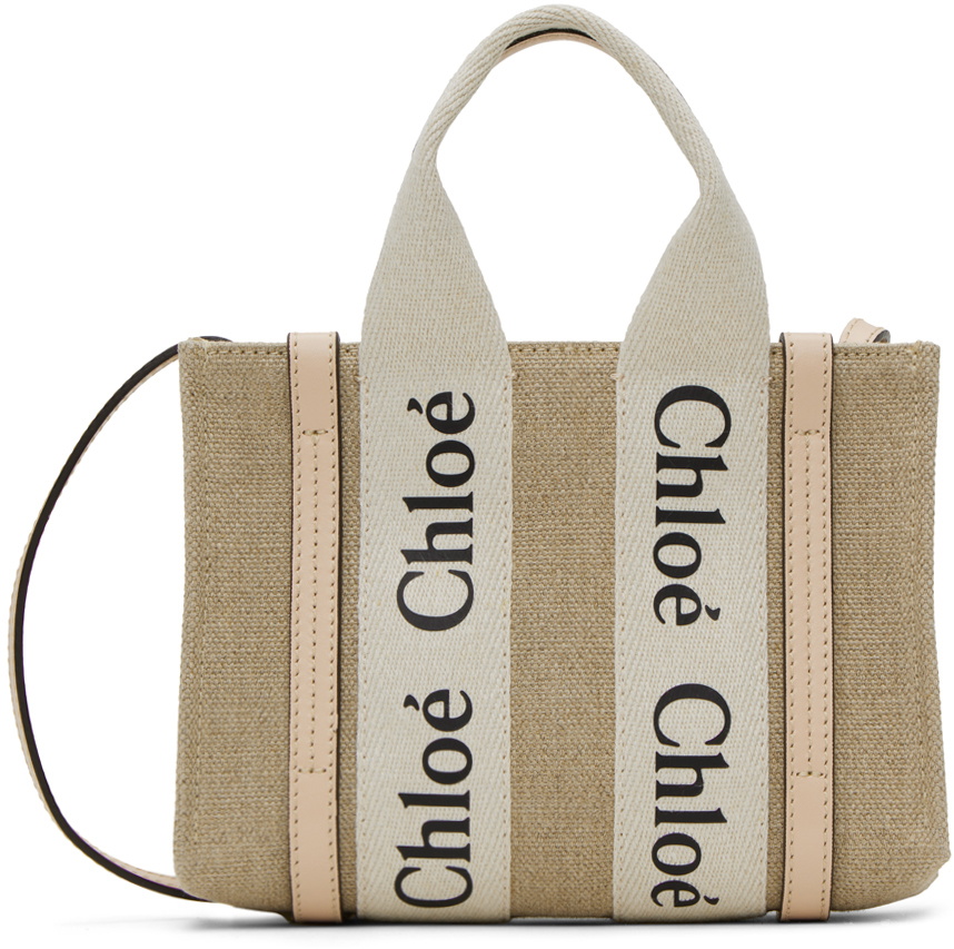 Chloé Beige & Pink Mini Woody Tote Chloe