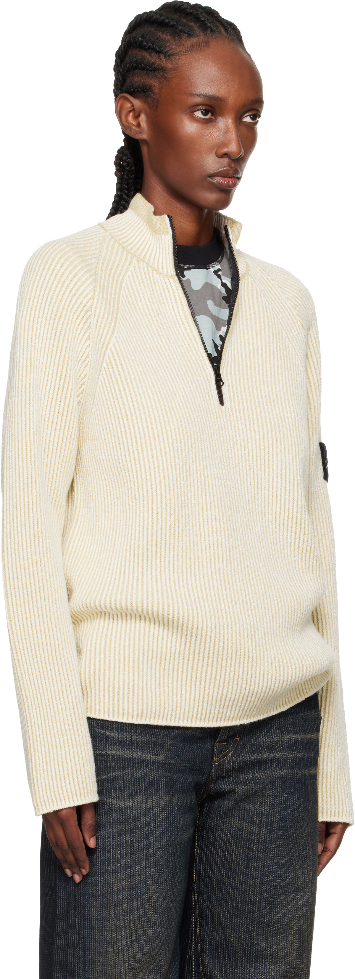 Stone Island Beige 5100024 Vanisé Full Rib RWS Wool Sweater Stone Island