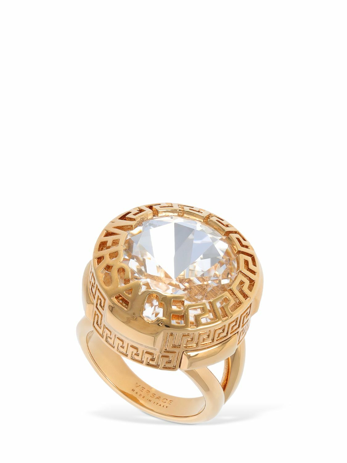 VERSACE - Greca Motif & Logo Crystal Ring Versace
