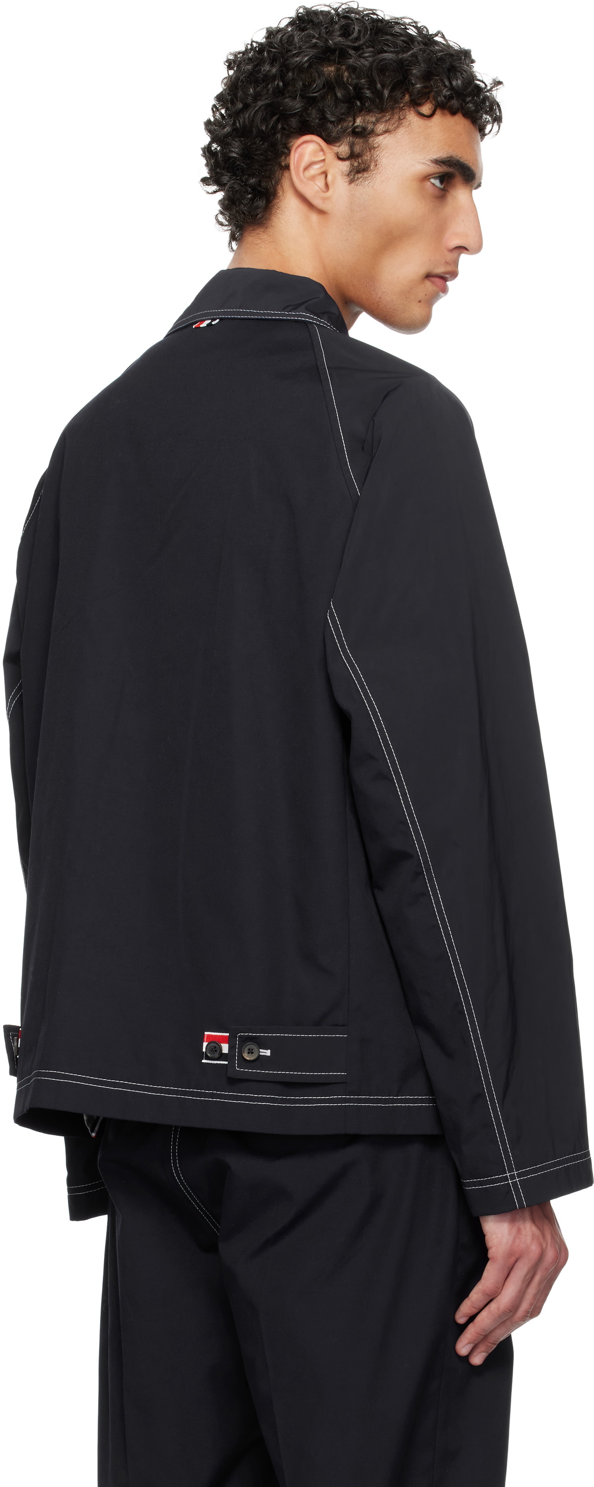 Thom Browne Navy Typewriter Cloth Cropped Field Jacket Thom Browne