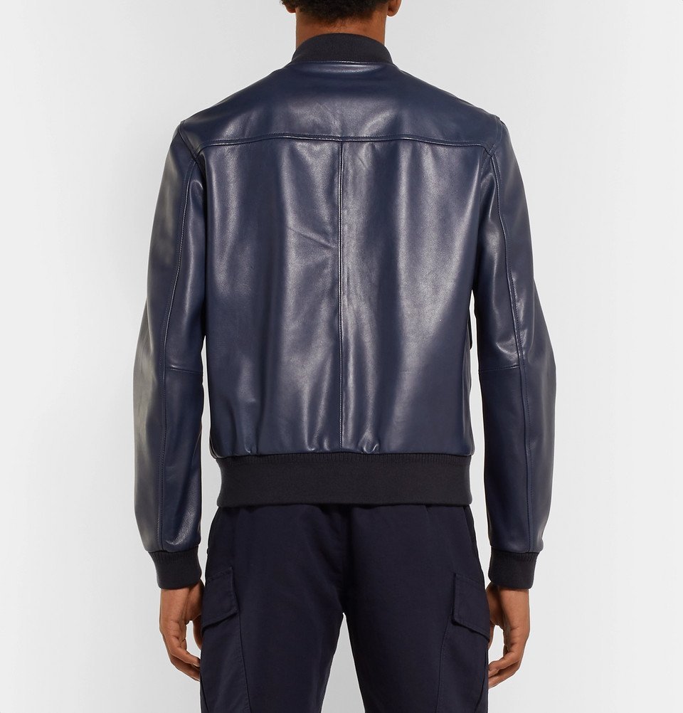 Mr P. - Leather Bomber Jacket - Men - Navy Mr P.