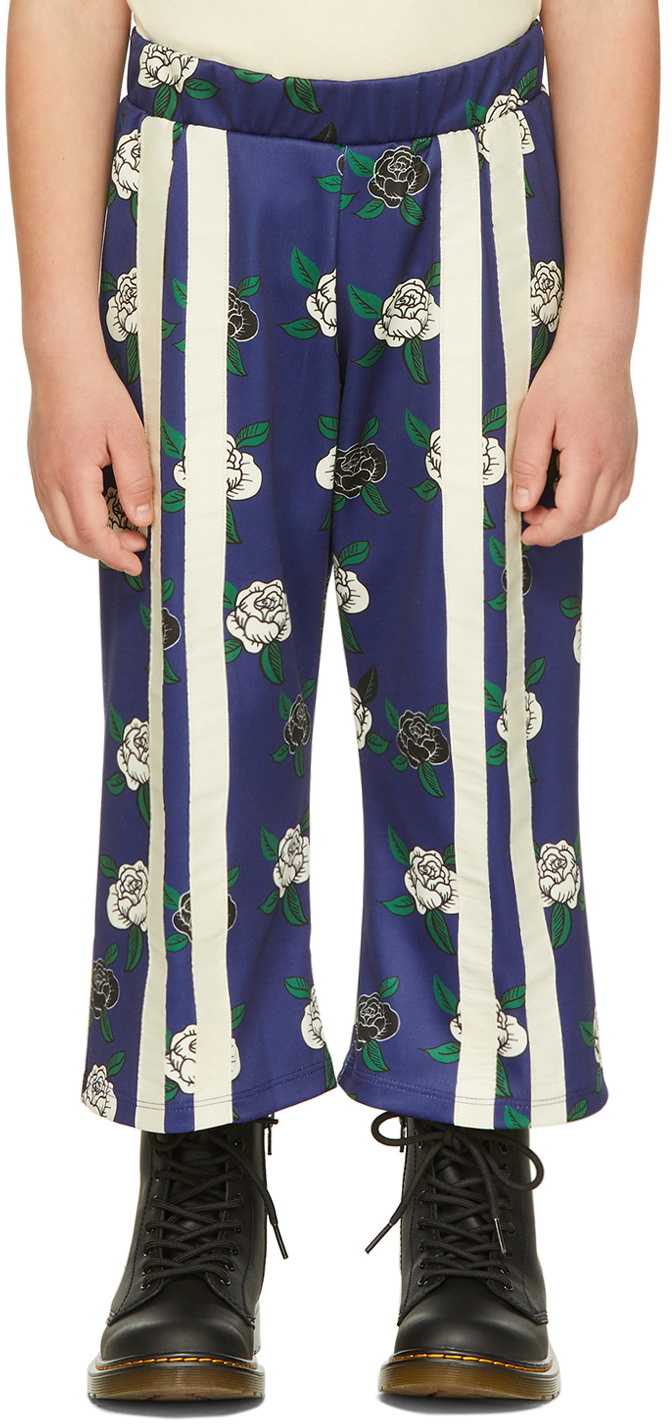 Mini Rodini Kids Blue Rose Track Pants Mini Rodini