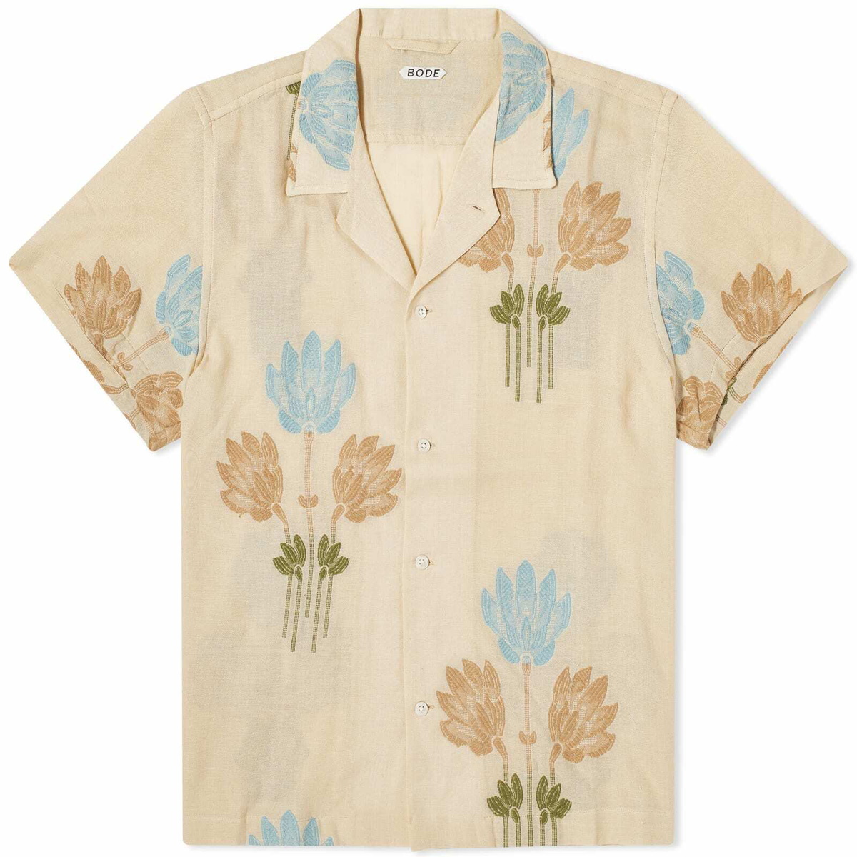Bode Men's Full Bloom Vacation Shirt in White Bode