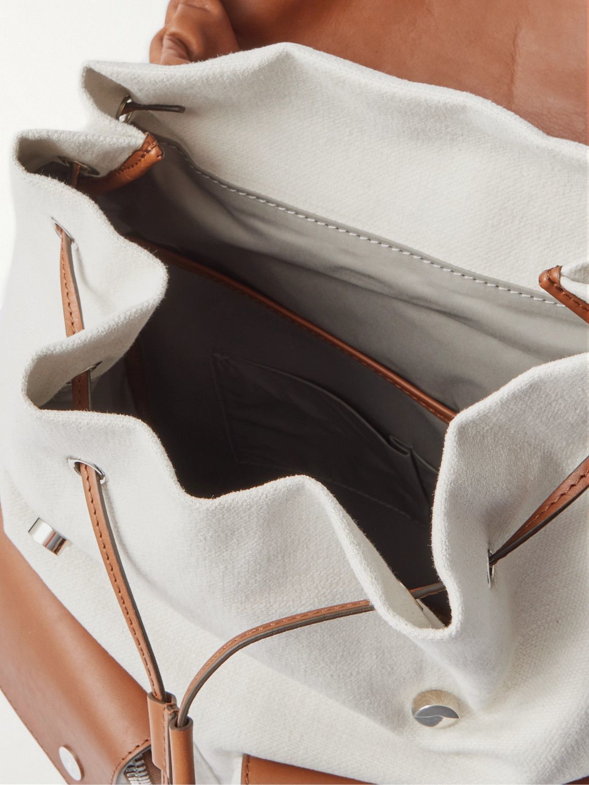 Brunello Cucinelli - Leather-Trimmed Canvas Backpack Brunello Cucinelli