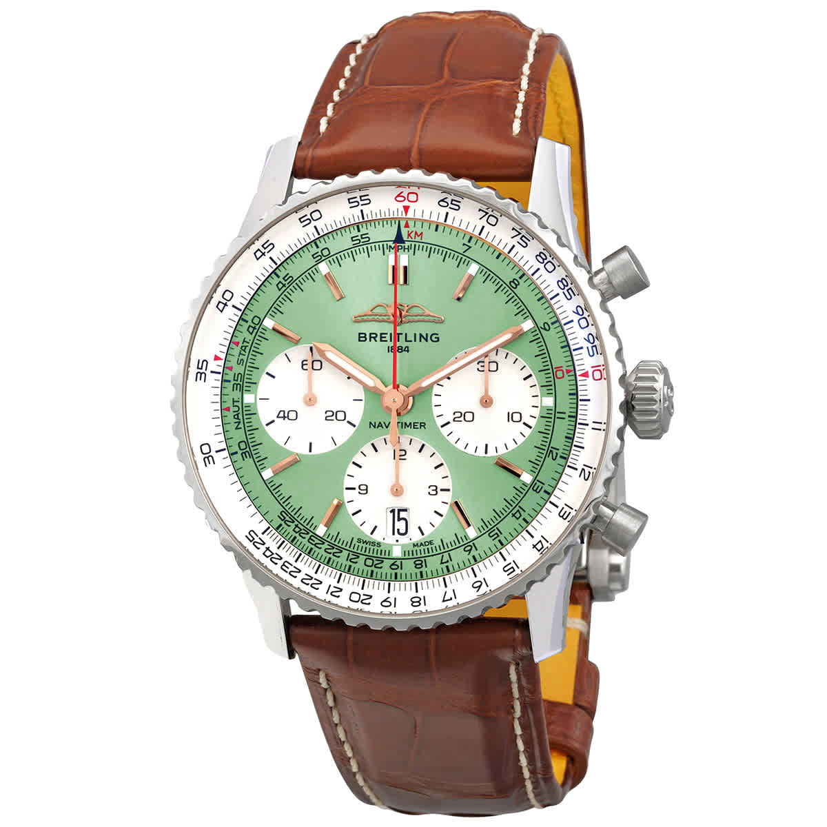 Breitling Navitimer Chronograph Automatic Chronometer Green Dial Mens ...