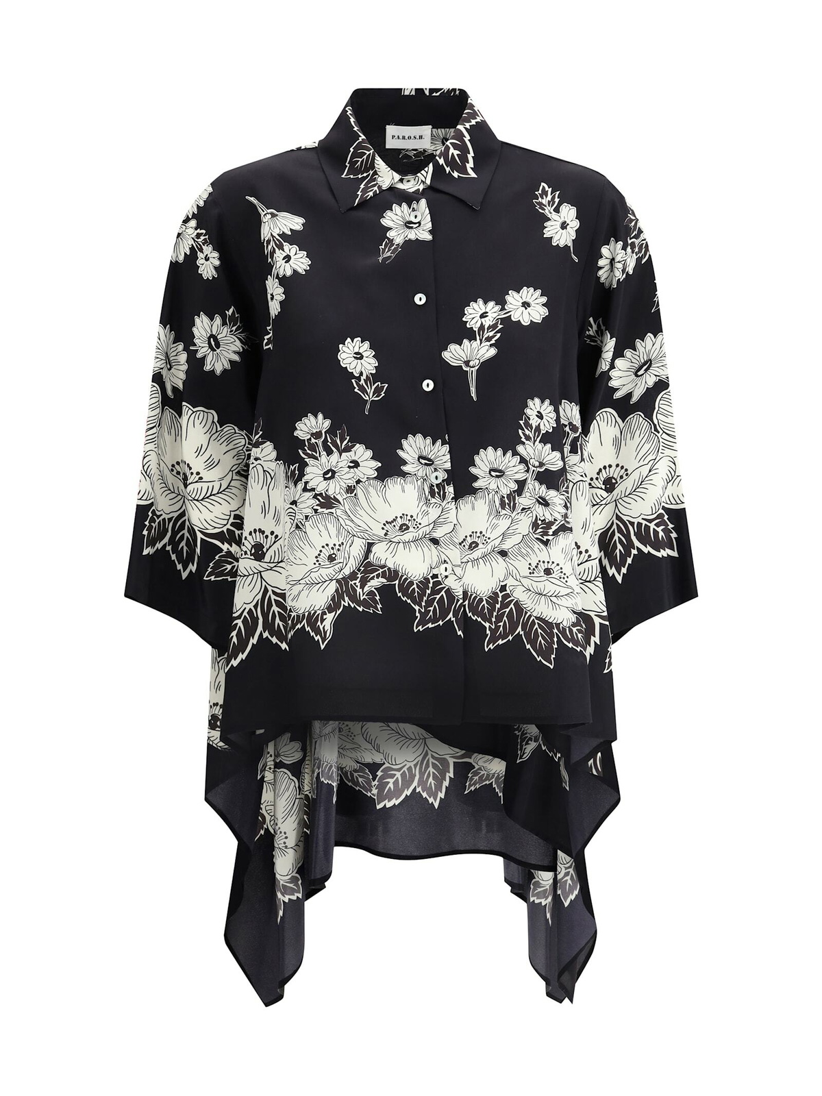 Parosh Asymmetric Floral Print Shirt Parosh