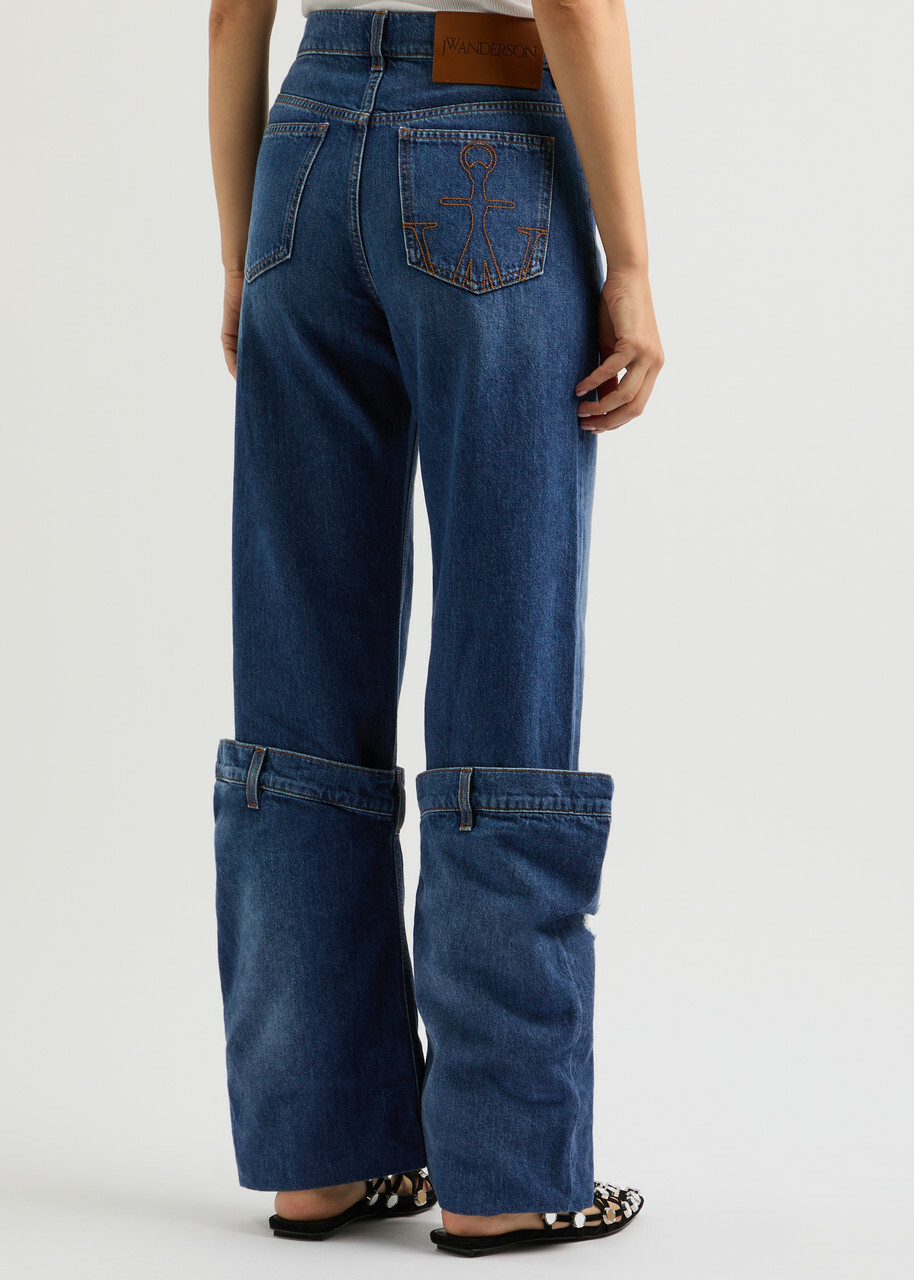 JW Anderson Bucket Distressed Straight-leg Jeans Light Blue JW Anderson