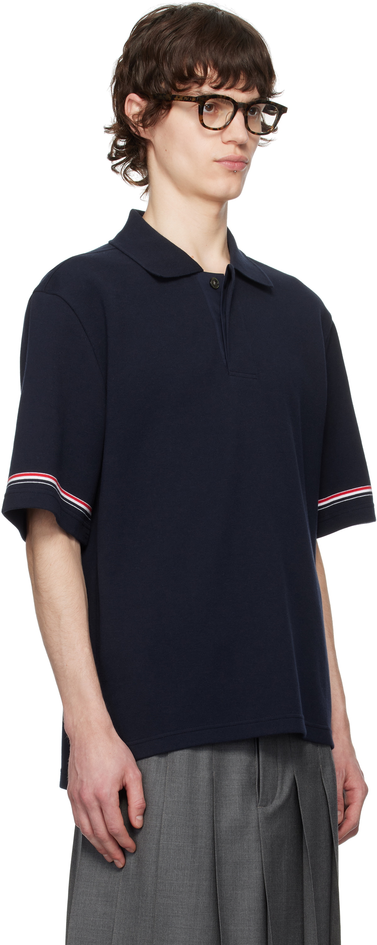 Thom Browne Navy Rugby Polo Thom Browne
