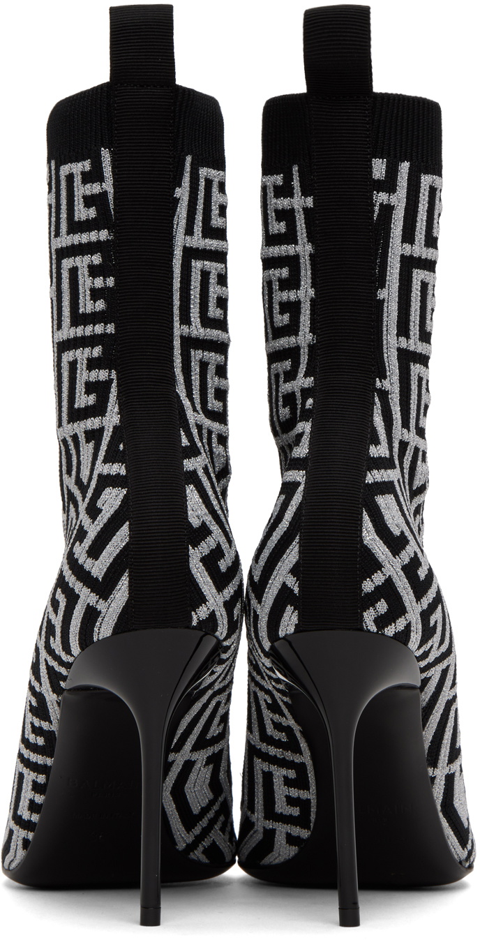 Balmain Black & Silver Skye Boots Balmain