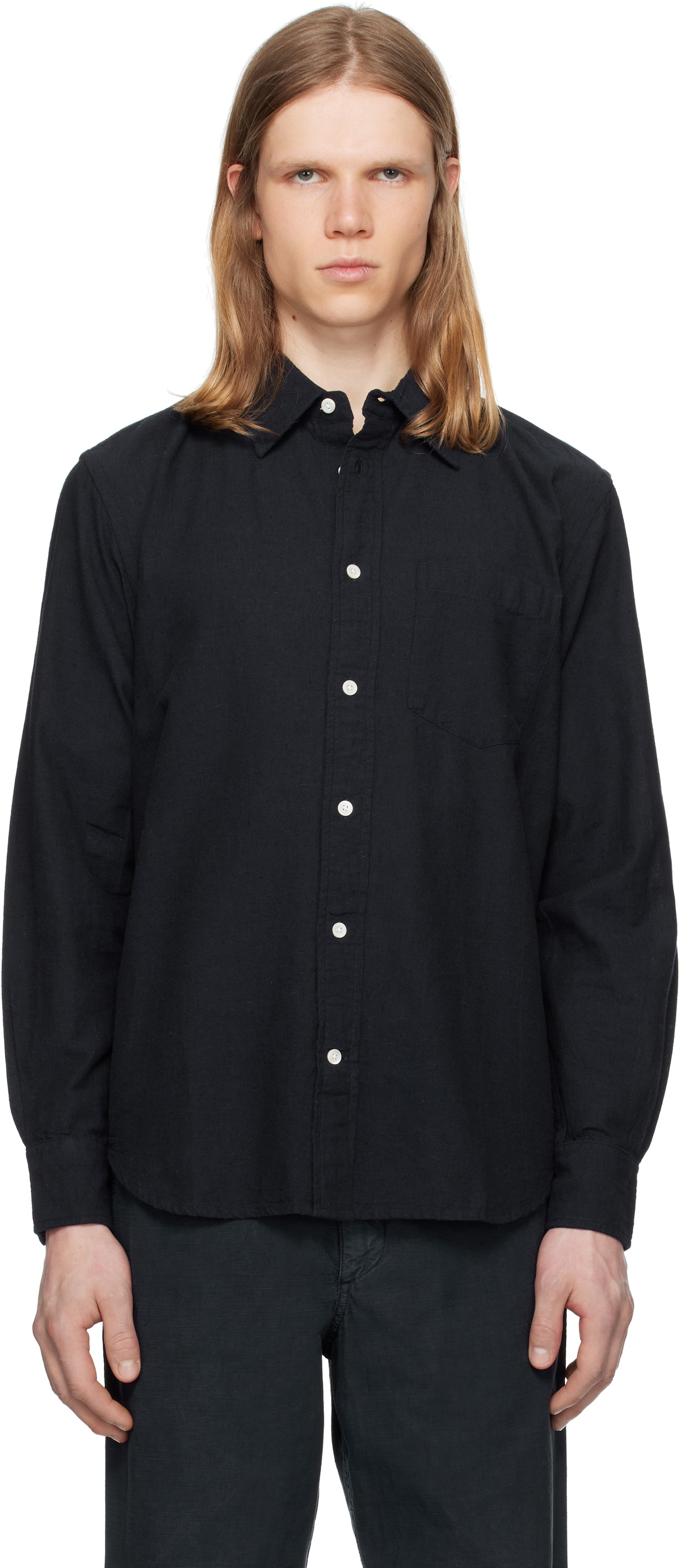 NORSE PROJECTS Navy Algot Relaxed Cotton Linen Shirt Norse Projects