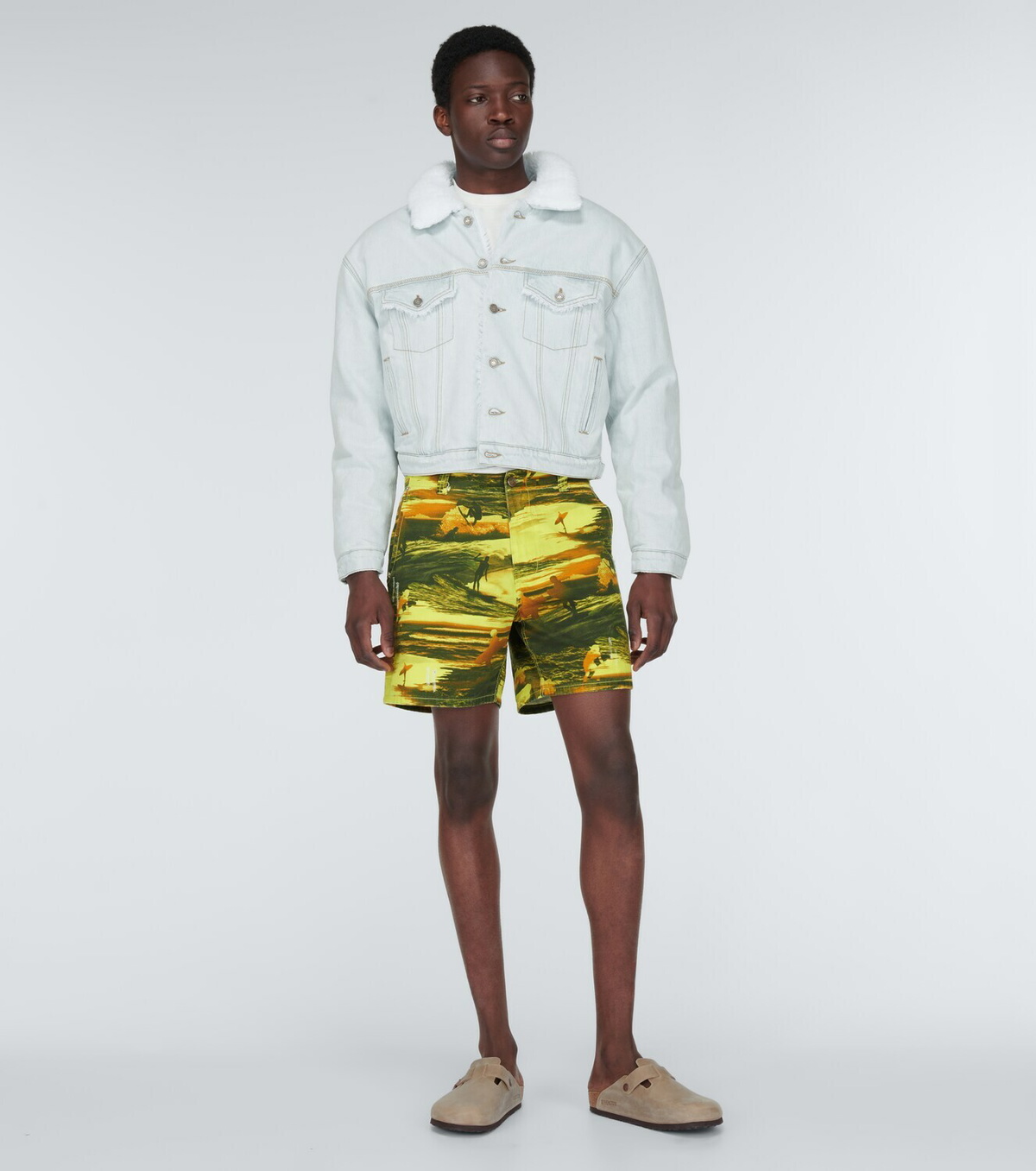 ERL Faux shearling-trimmed denim jacket ERL