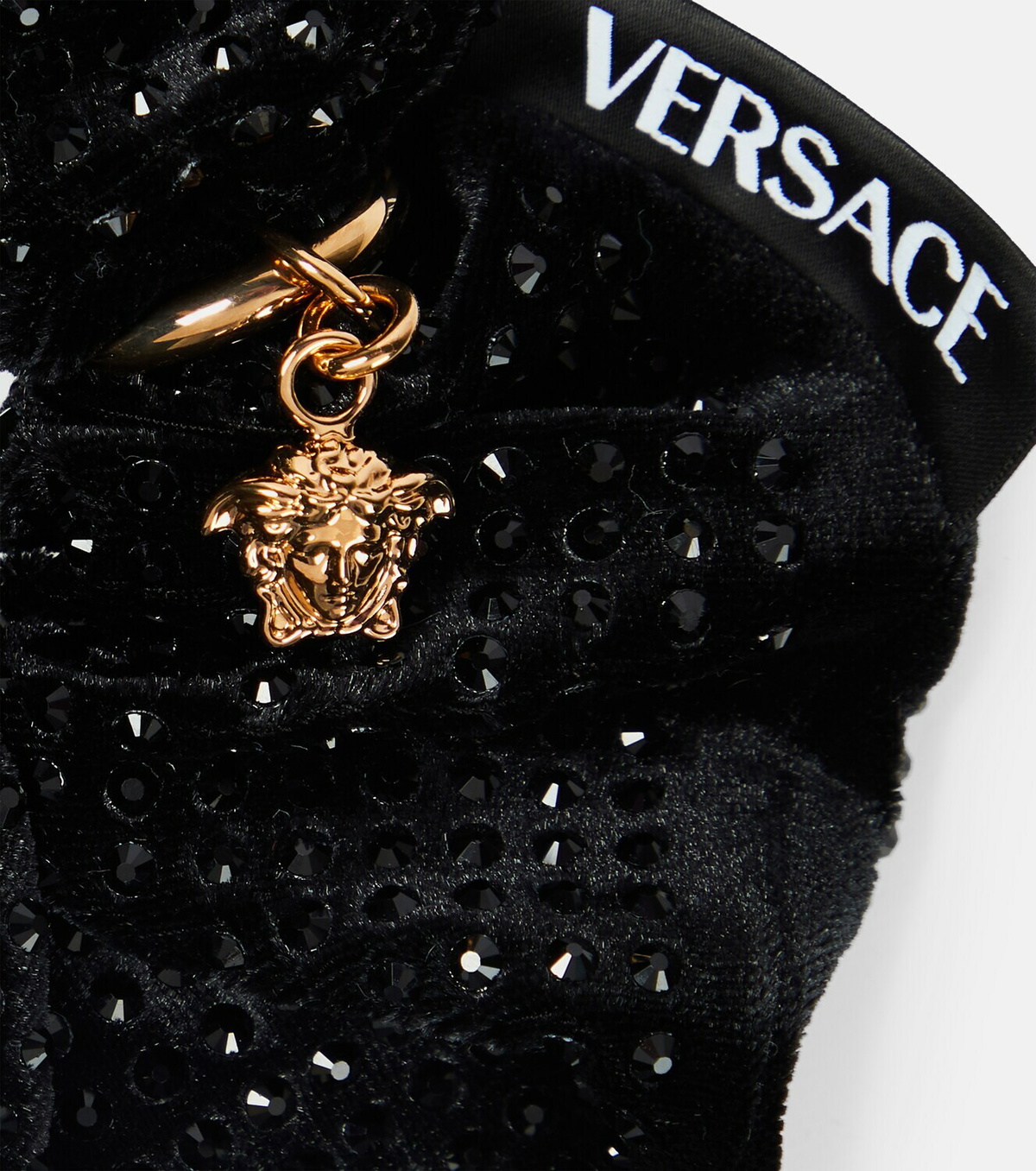 Versace - Medusa velvet embellished scrunchie Versace