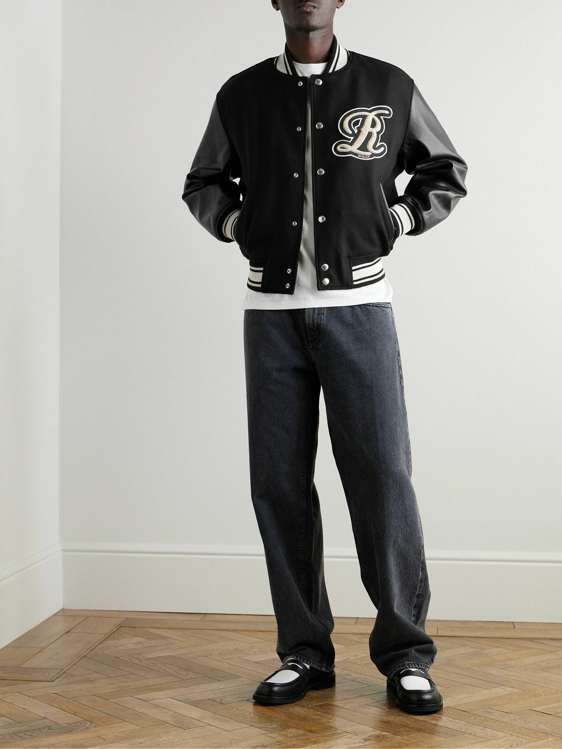 AGOLDE - RSVP GALLERY Logo-Appliquéd Leather-Trimmed Wool-Blend Felt ...