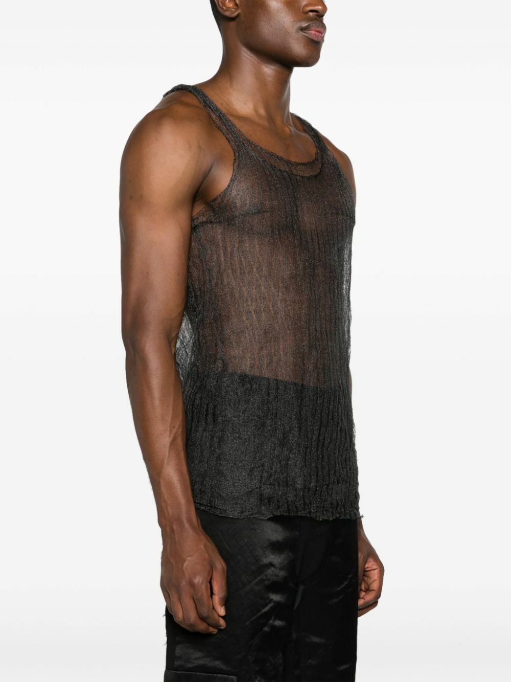 MLGA Black Open-Knit Sheer Tank Top MLGA