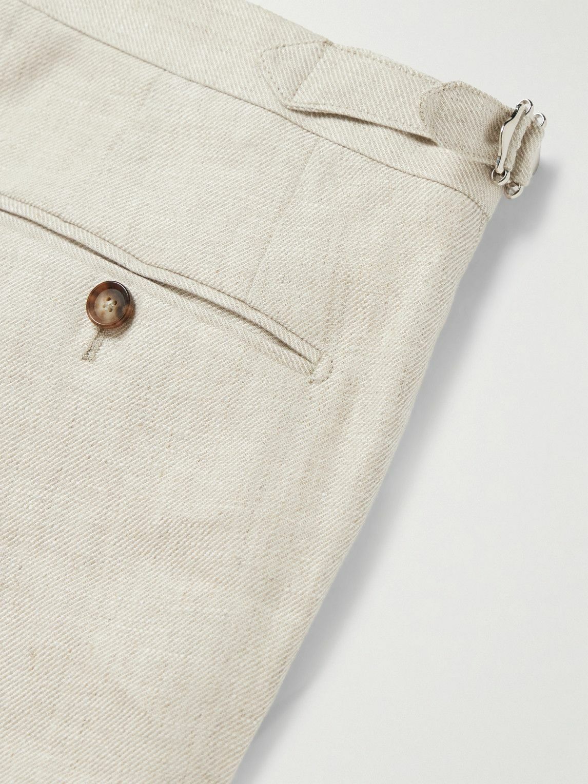 De Petrillo - Straight-Leg Pleated Linen Suit Trousers - Neutrals De ...