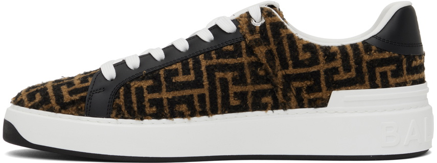 Balmain Brown Jacquard Monogram B-Court Sneakers Balmain