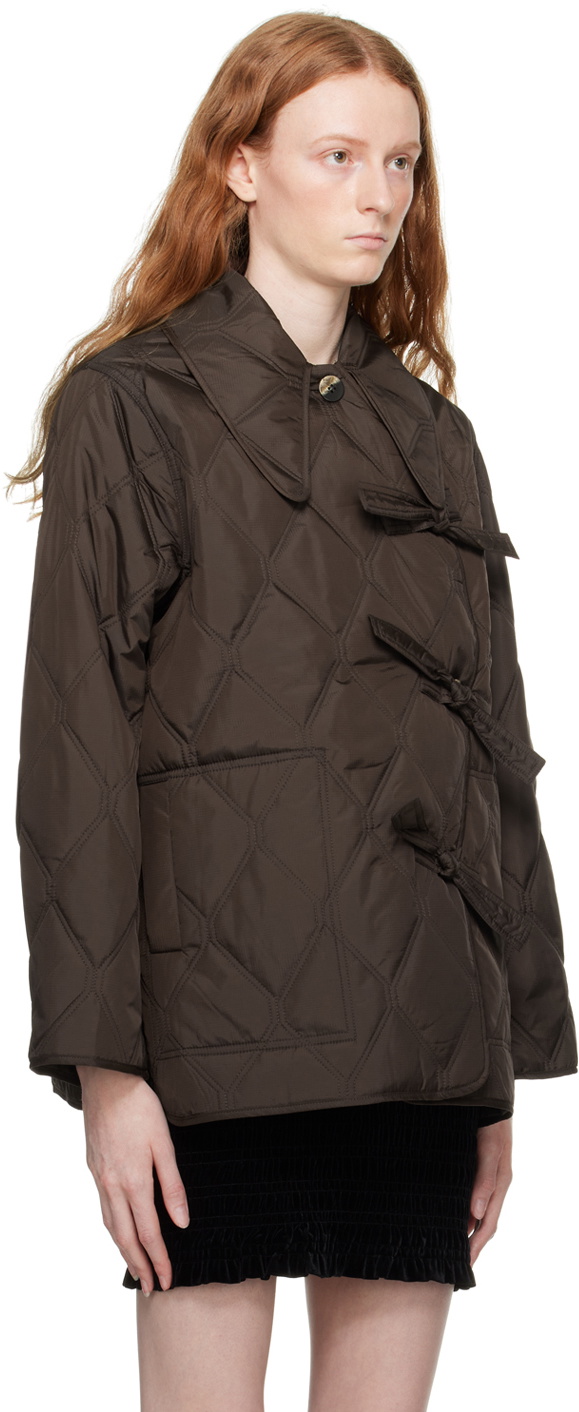 GANNI Brown Quilted Jacket GANNI