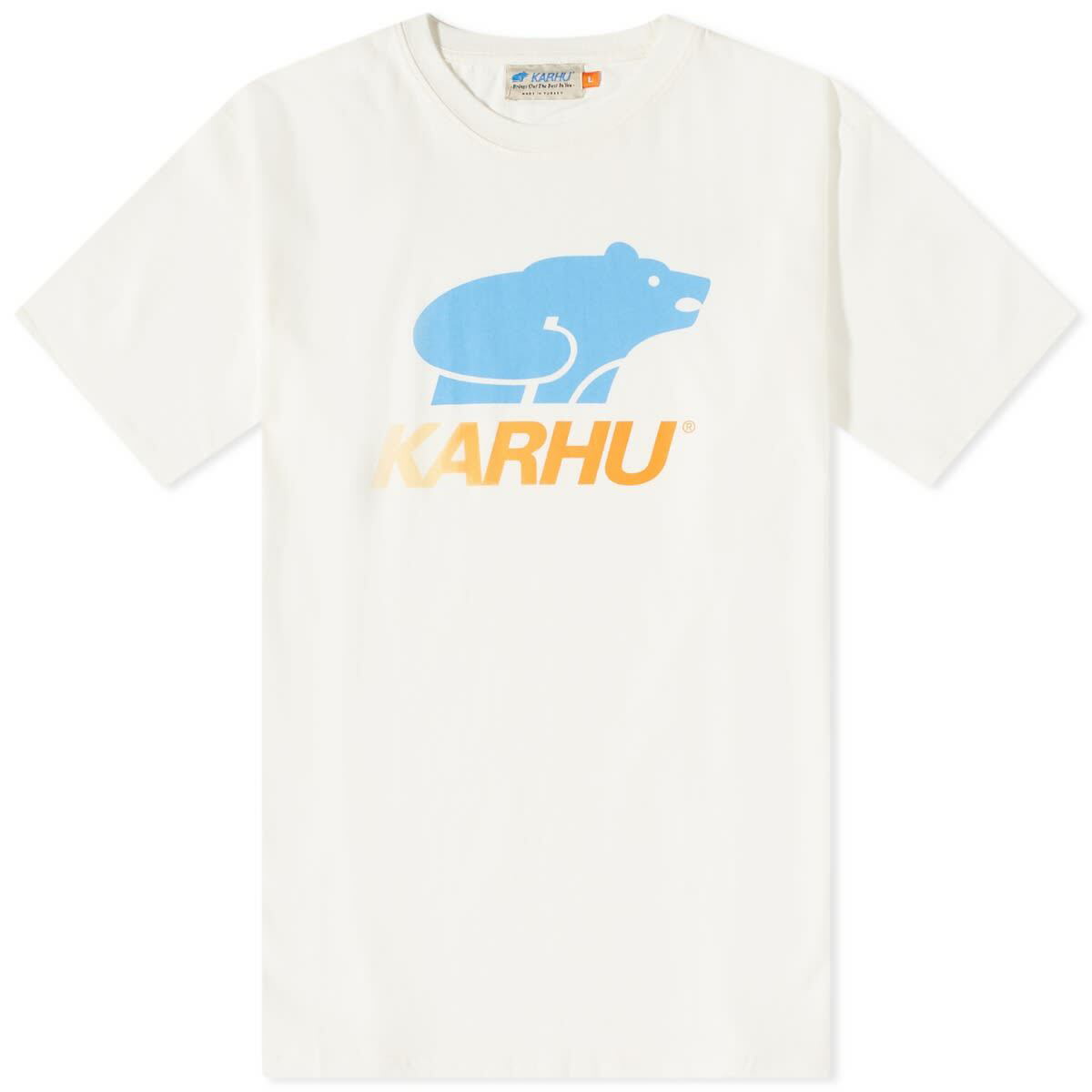Karhu Men's Basic Logo T-Shirt in Bright White/Azure Blue Karhu