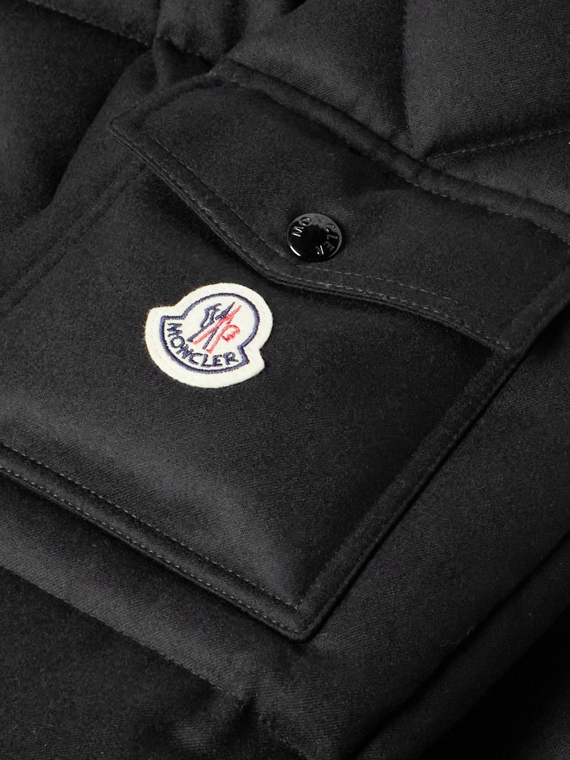 Moncler - Logo-Appliquéd Quilted Wool-Flannel Hooded Down Jacket ...