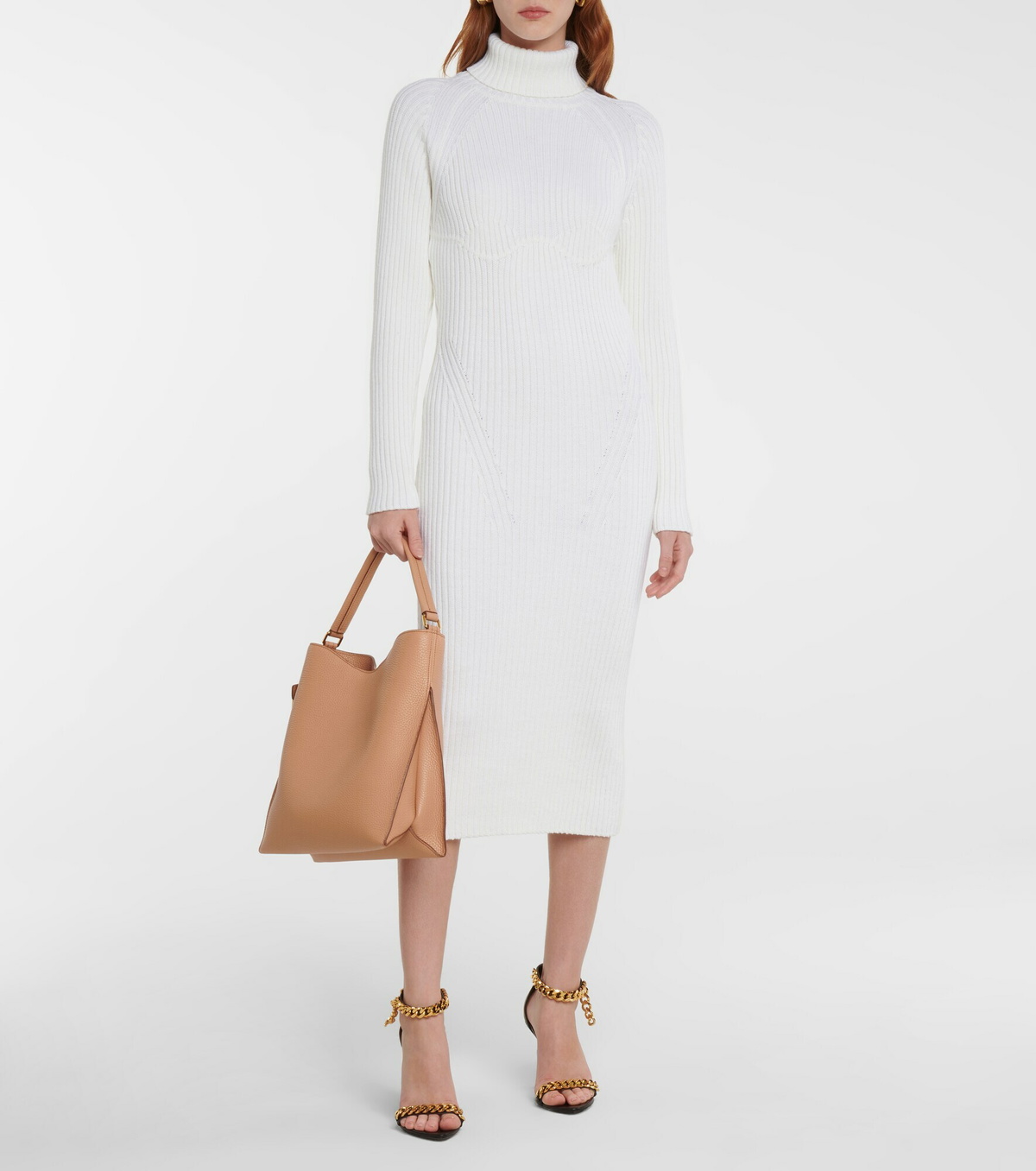 Tom Ford Ribbed Knit Virgin Wool Midi Dress Tom Ford