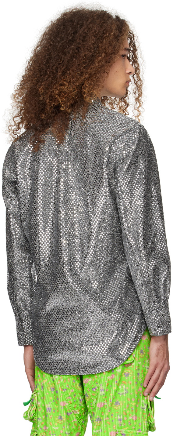 ERL Silver Sequin Shirt ERL