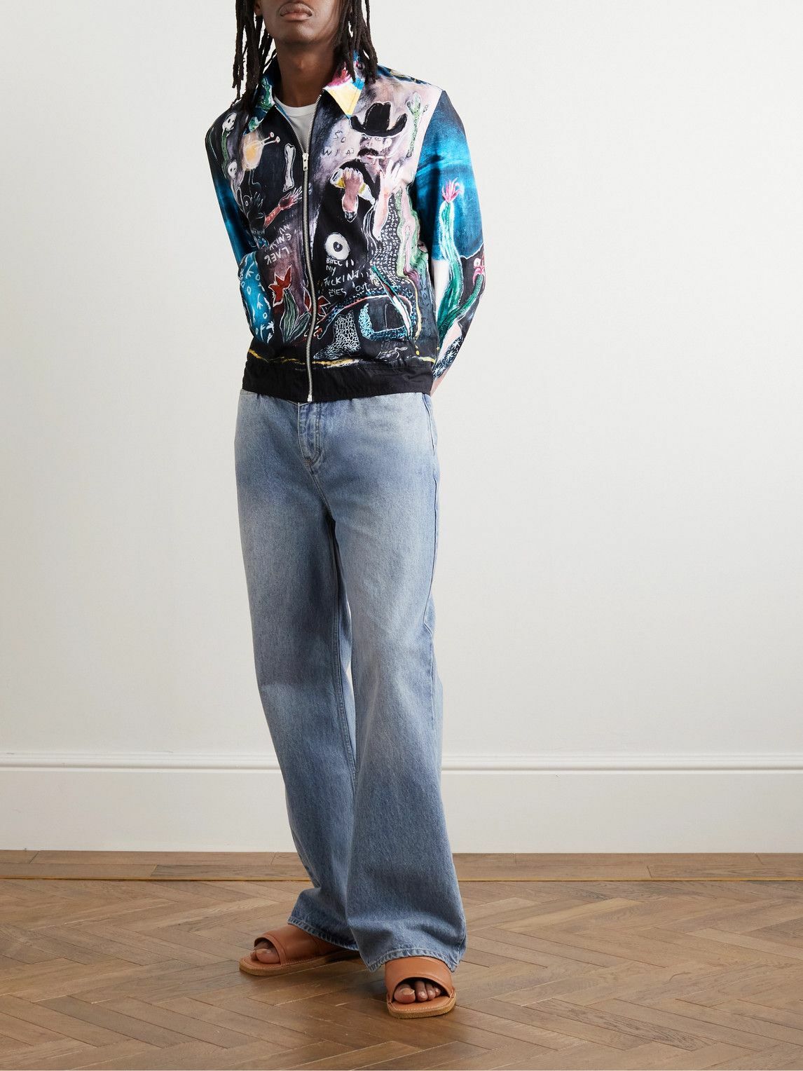 Endless Joy - Above Snakes Printed Jersey Blouson Jacket - Blue Endless Joy