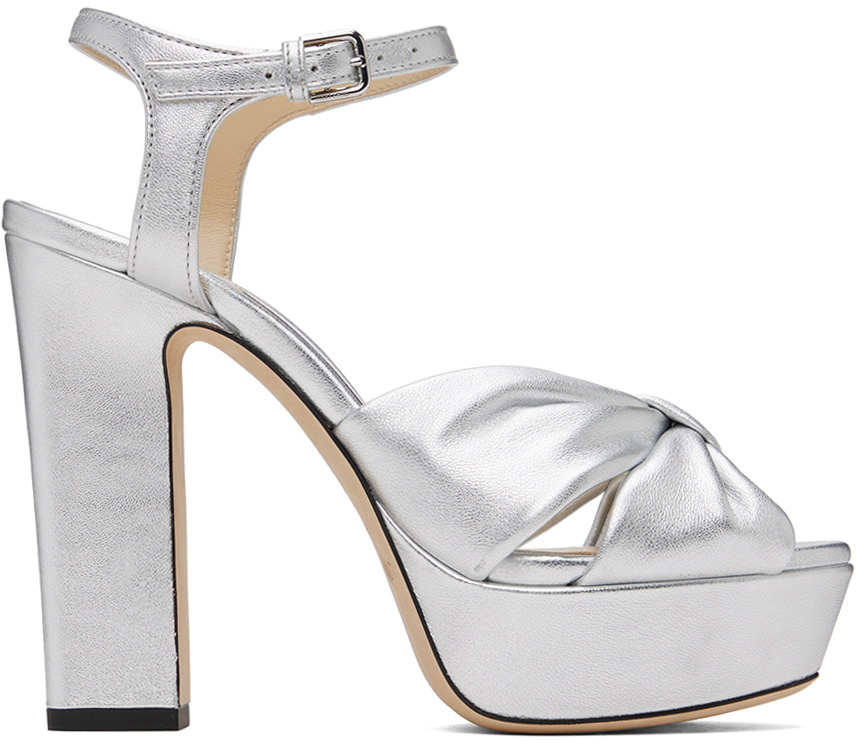 Jimmy Choo Silver Heloise 120 Heeled Sandals Jimmy Choo
