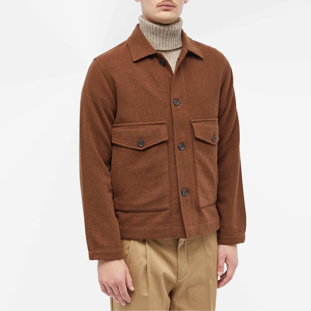 Universal Works Men's Soft Wool Watchman Jacket in Cumin Universal Works